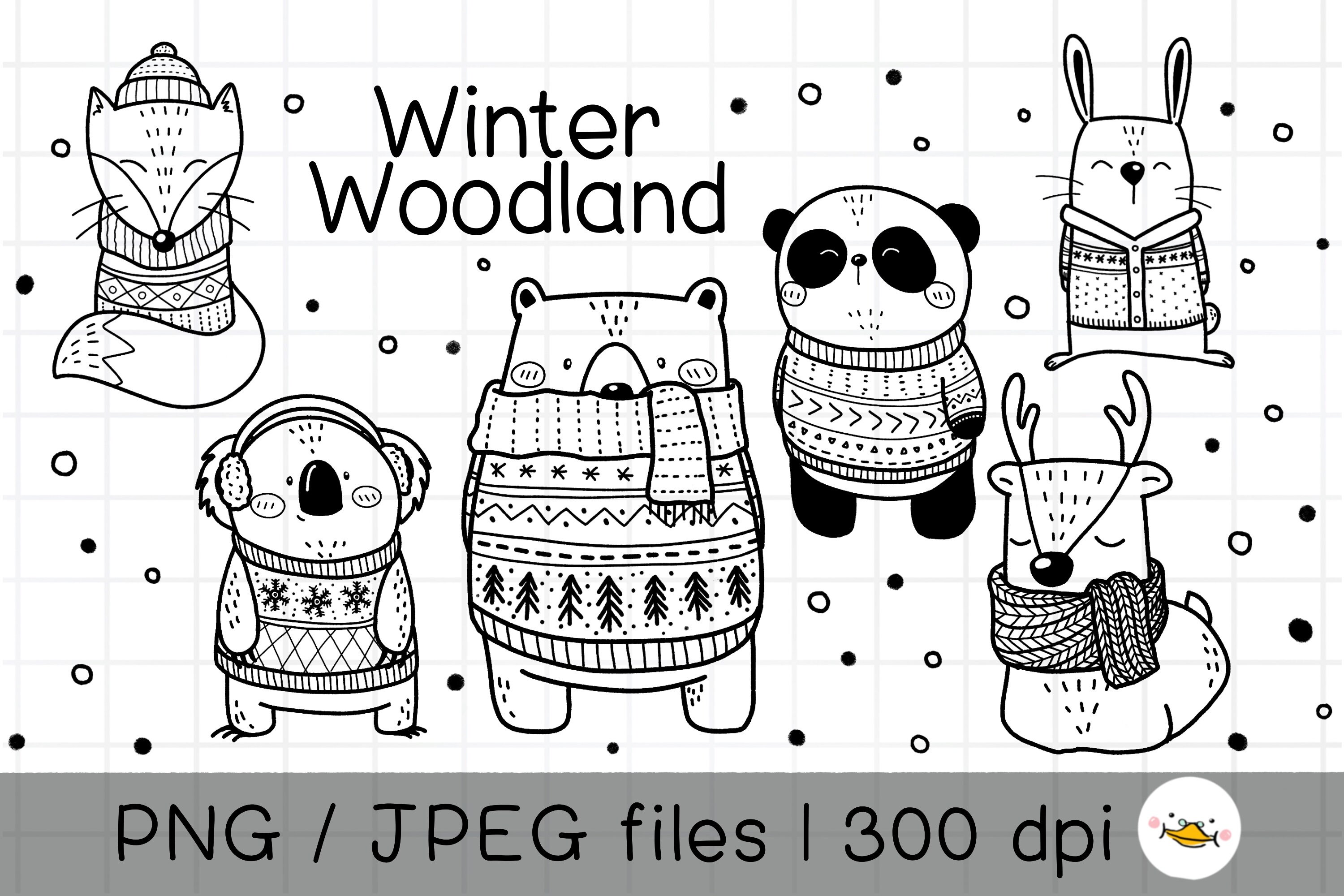 Winter Woodland Animals Clipart, Animal in Sweater PNG, Winter is ...