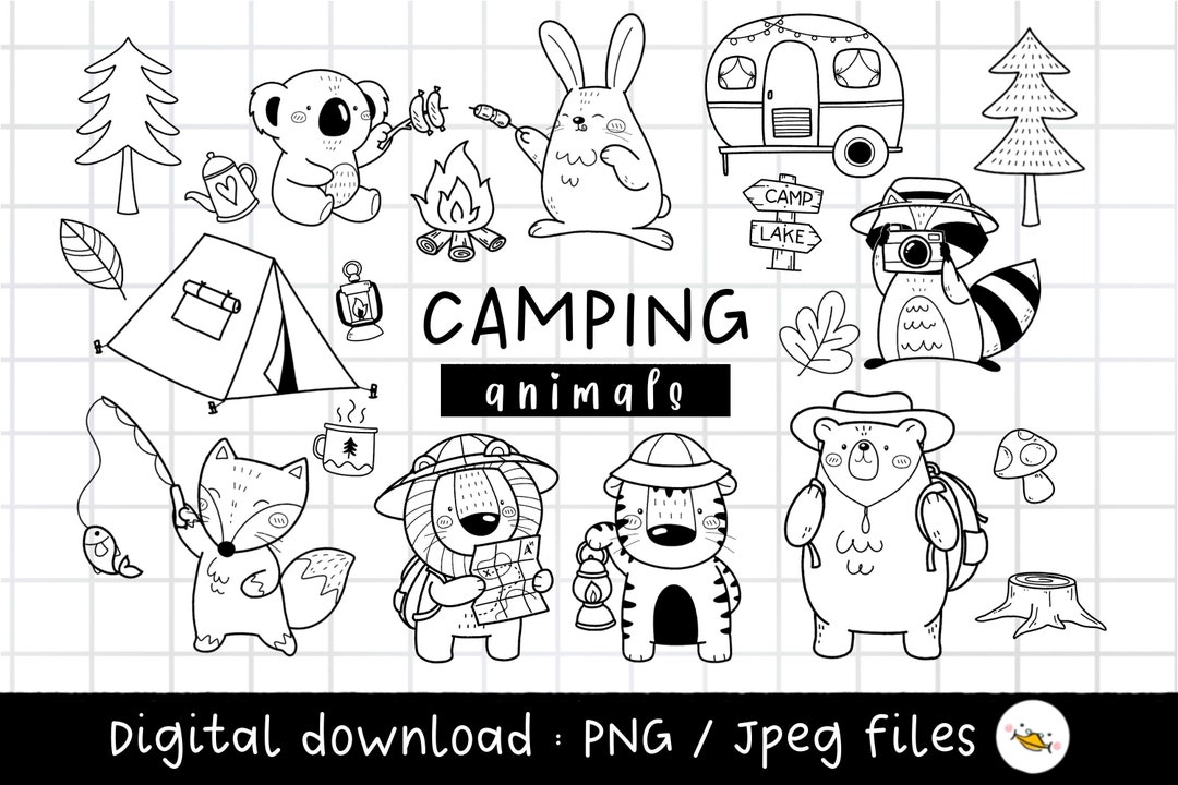 Animals Camping Clipart, Camping Woodland Animals Clipart, Forest ...