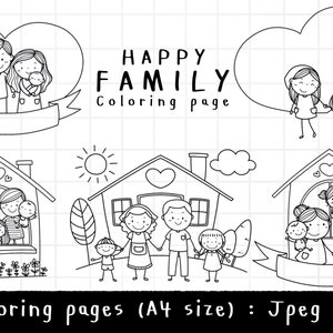 Happy Doodle Family , Kid Stick Figure, Mom Dad Son Daughter, Outline ...