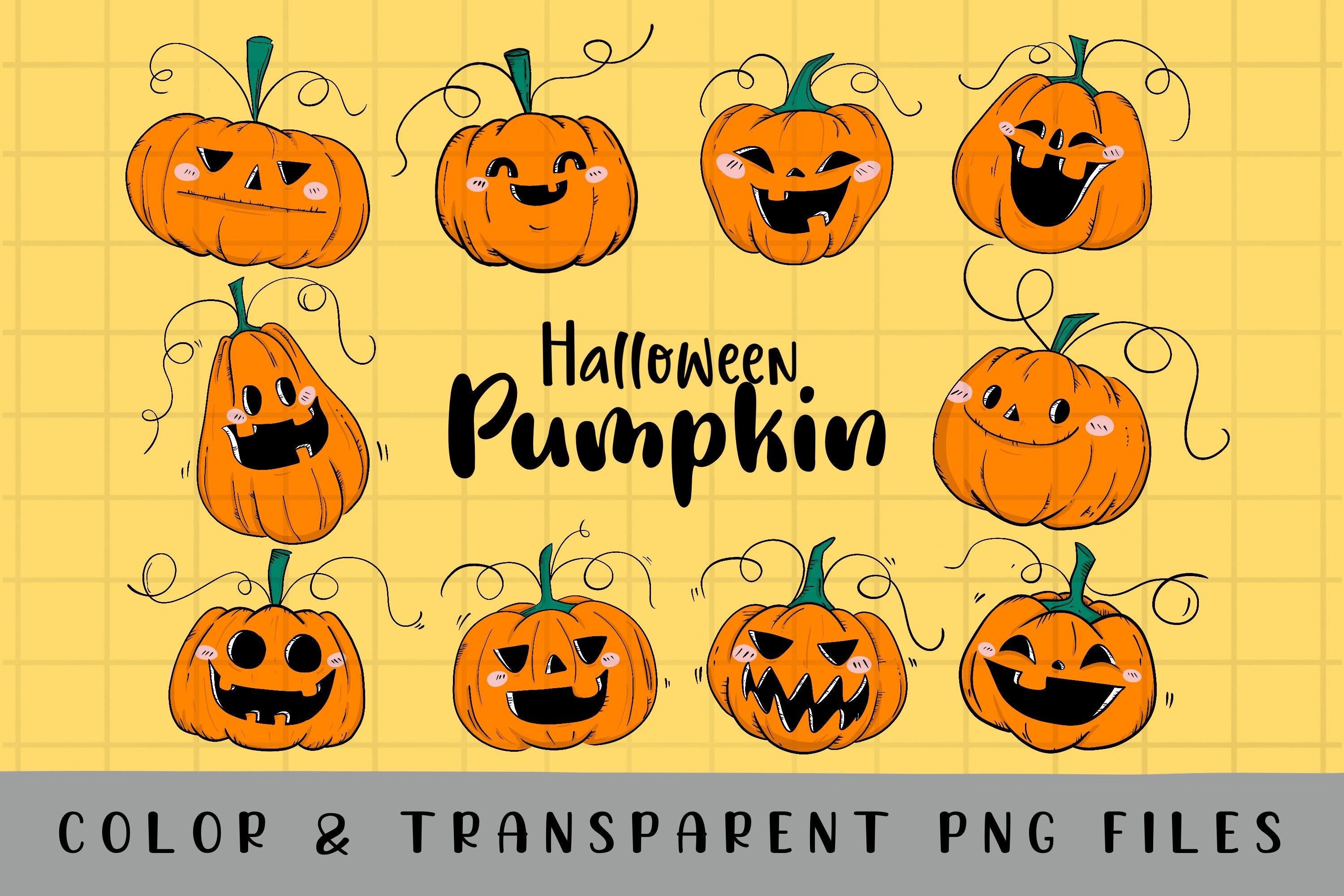 Halloween Pumpkin Clipart, Pumpkin Png, Horror Pumpkin, Outline Doodle ...