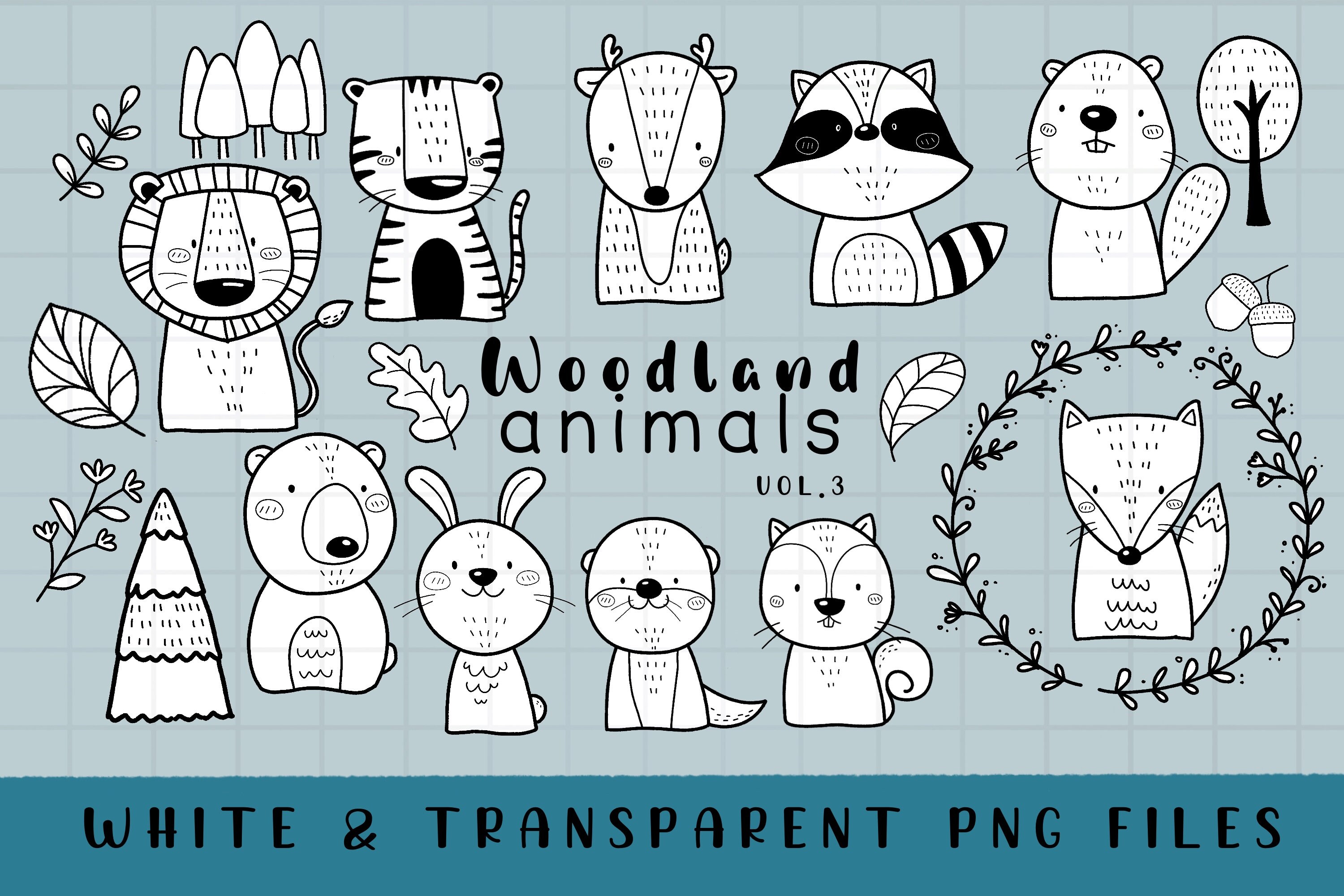 Woodland Animals Clipart Forest Animal Wild Cute Animal - Etsy