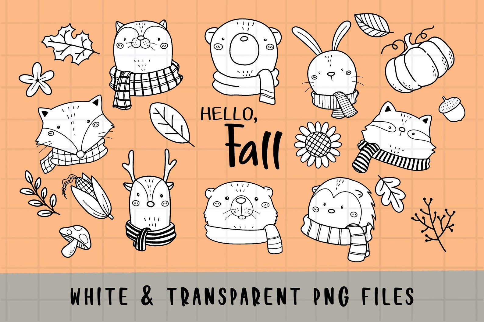 Hello Fall Woodland Animals Clipart, Autumn Forest Animal, Wild Cute ...