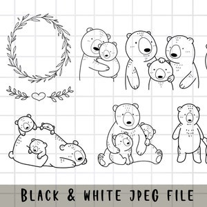 Family of Bears Clipart cute bear Dad & Mom Woodland | Etsy