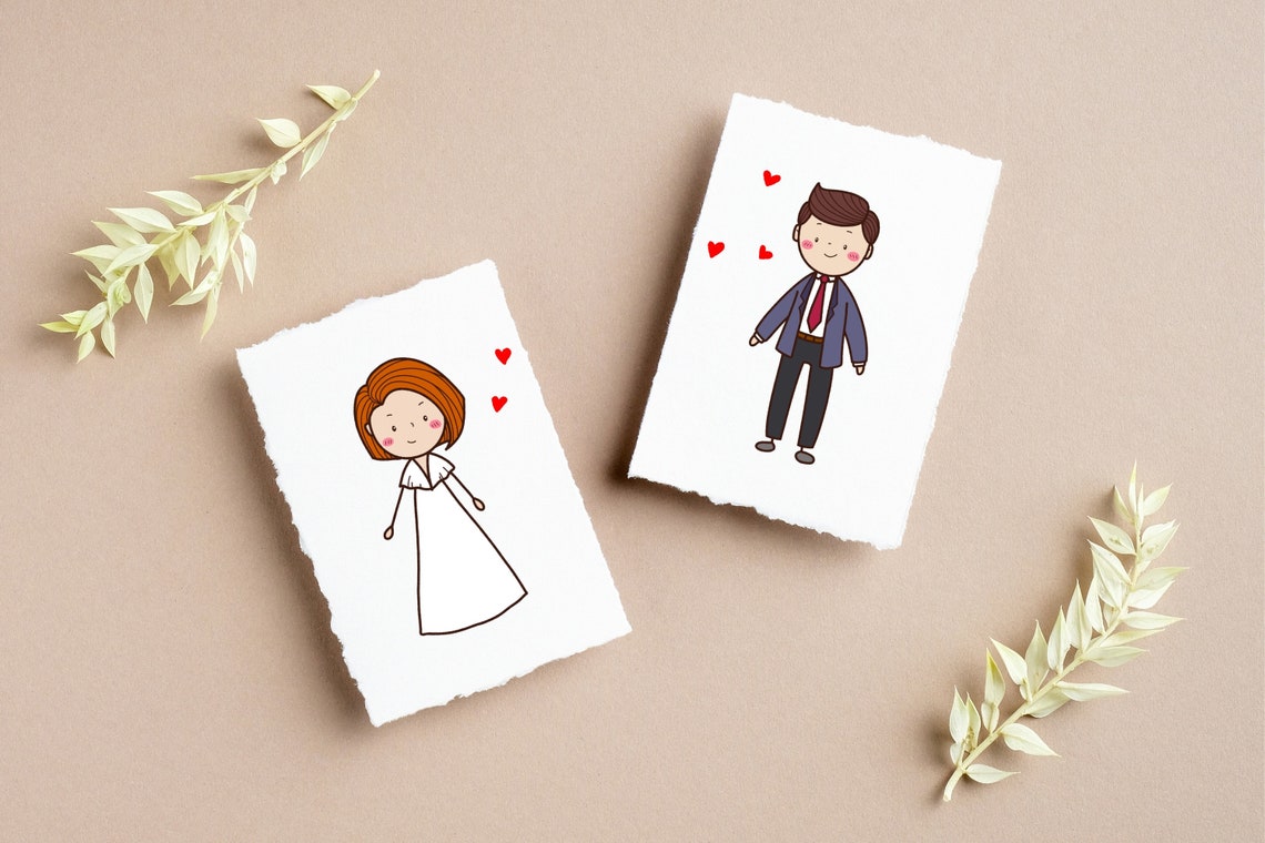 Wedding Doodle Clipart Wedding Stick Figure Clipart Mix and - Etsy