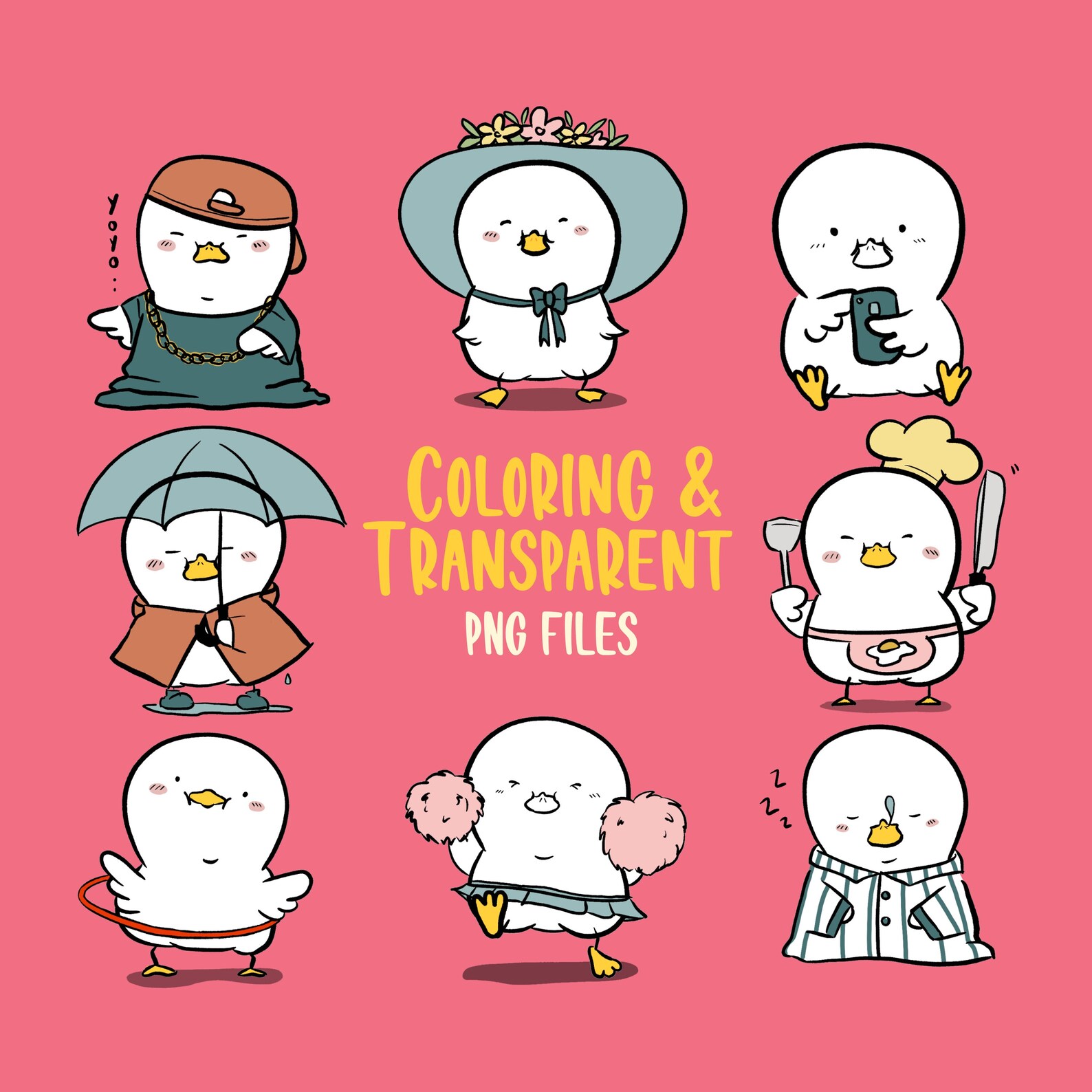 Cute Duck Hand Draw Clipart / Duck Lover/ Lovely Ducky /duckling ...