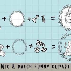 Family of Bears Clipart, Cute Bear, Dad & Mom, Woodland Animal, Outline ...