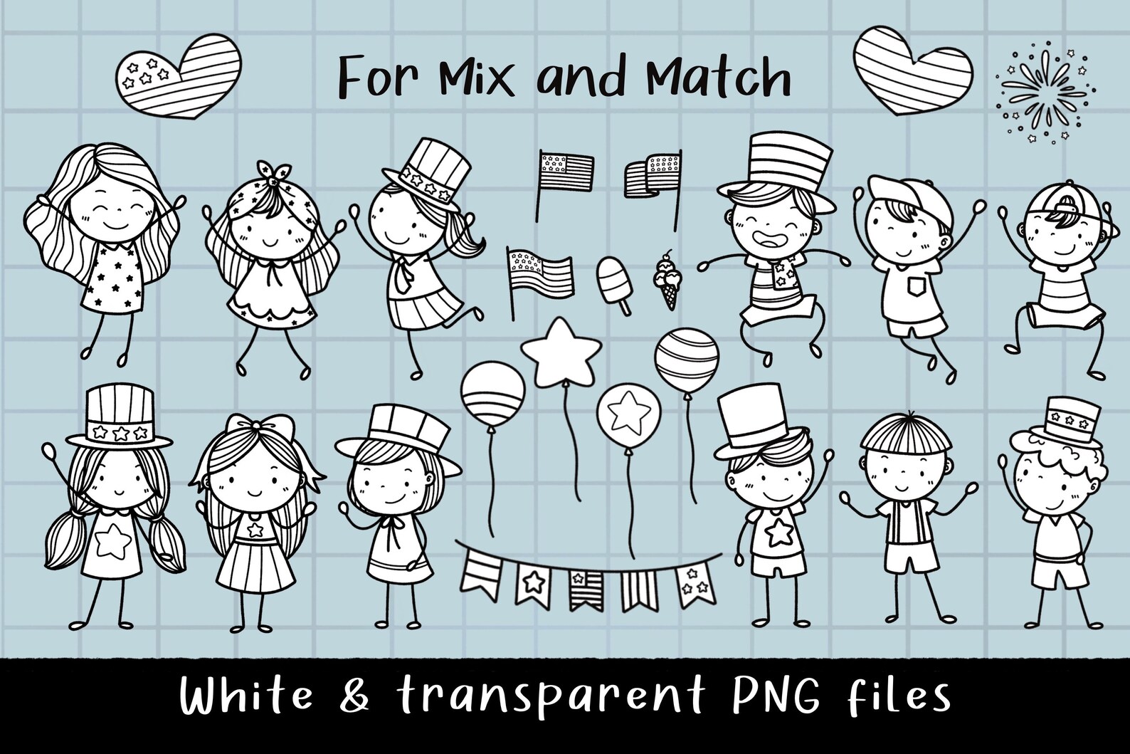 4th of July Kid Clipart, Funny USA Clipart, Independence Day, Fourth of ...