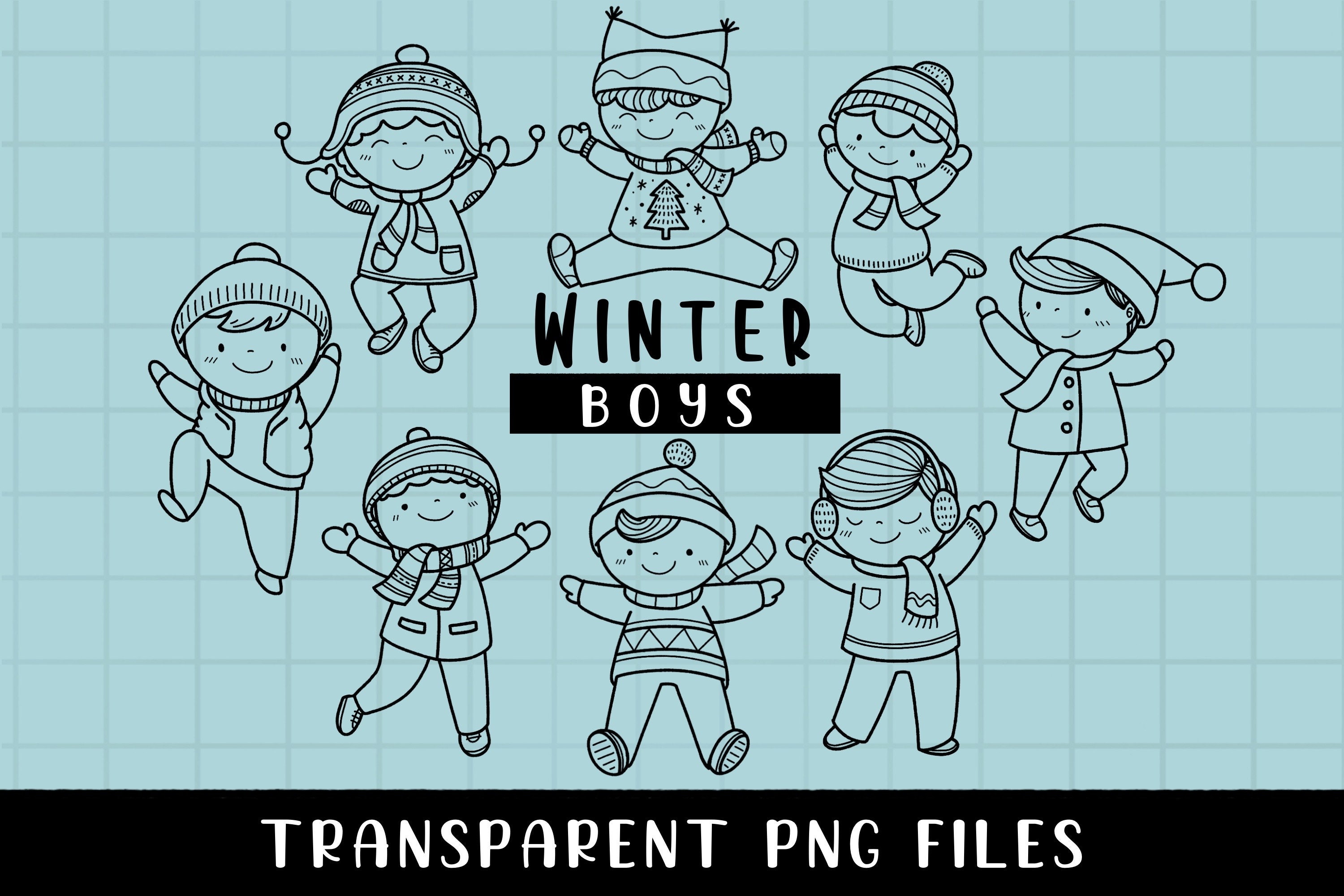 Winter Boys Clipart, Boys in Sweater PNG, Doodle Boys, Winter is Coming ...