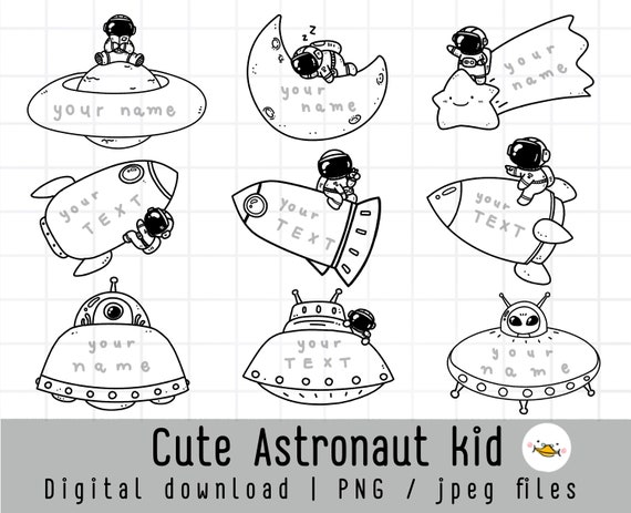Astronaut Kid Label Planet Name Tag UFO Spaceship Rocket - Etsy
