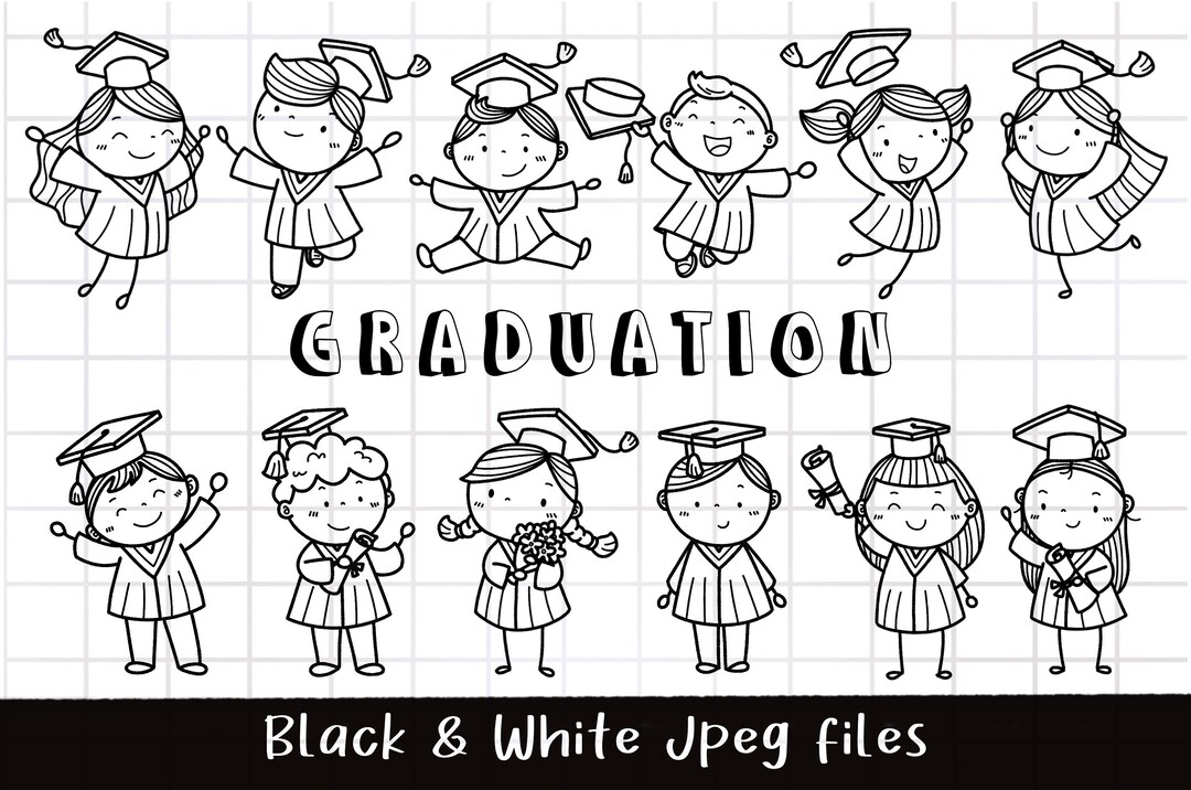 Graduation Doodle Boy and Girl Clipart, Stick Figure Clipart,friend ...