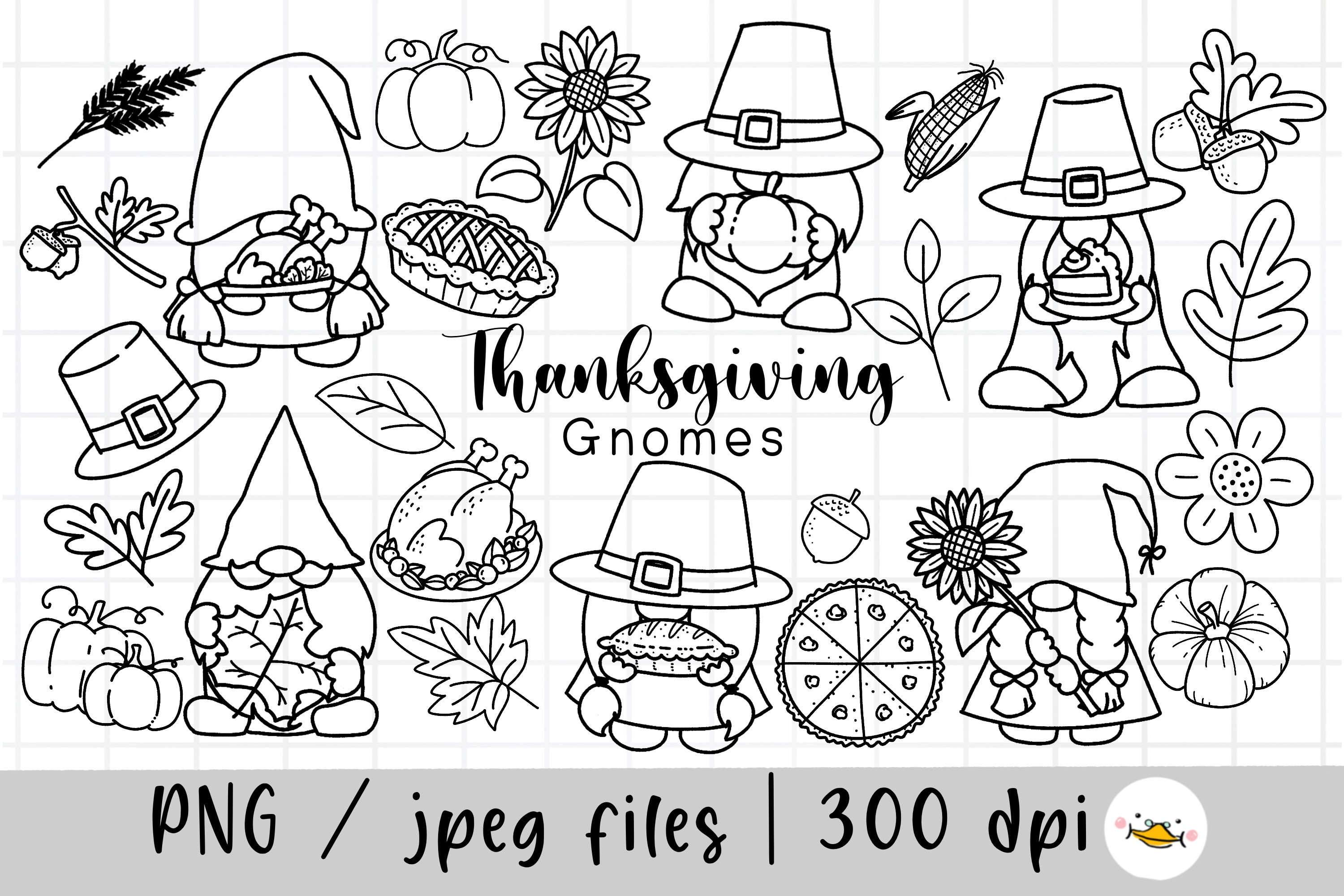 Gnomes Thanksgiving Clipart, Gnome Clipart, Turkey PNG, Thanksgiving ...