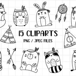 Tribal Woodland Animals Clipart,boho Forest Animal, Wild Cute Animal ...