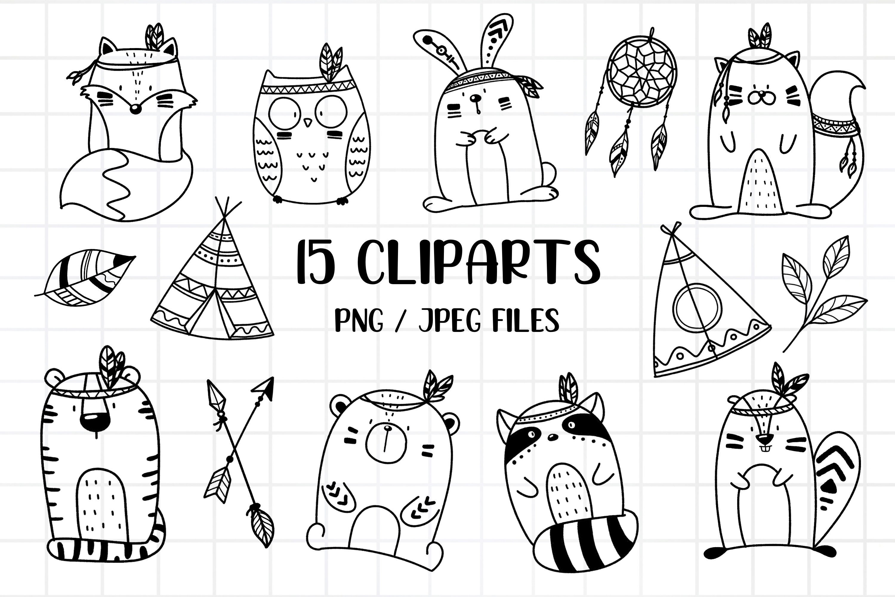 Tribal Woodland Animals Clipart,boho Forest Animal, Wild Cute Animal ...