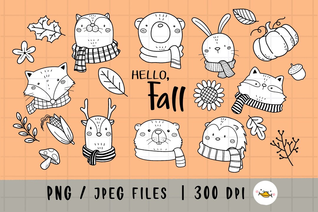Hello Fall Woodland Animals Clipart, Autumn Forest Animal, Wild Cute ...