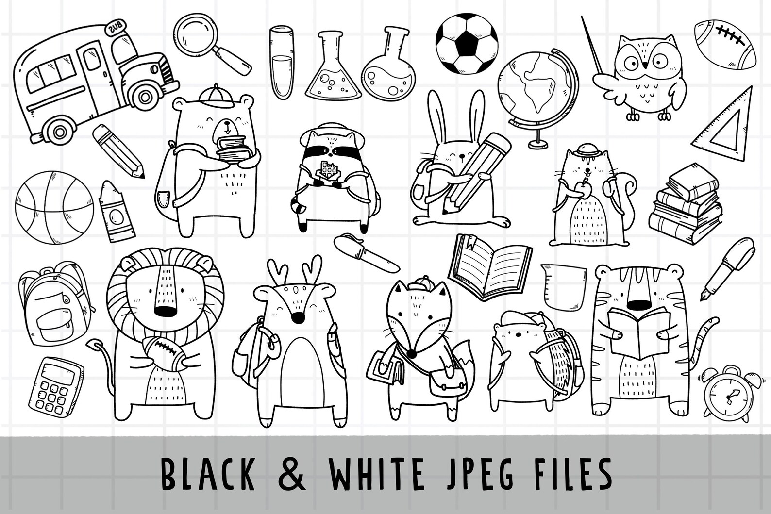 Woodland Animals Back to School Clipart, Woodland School Clipart ...