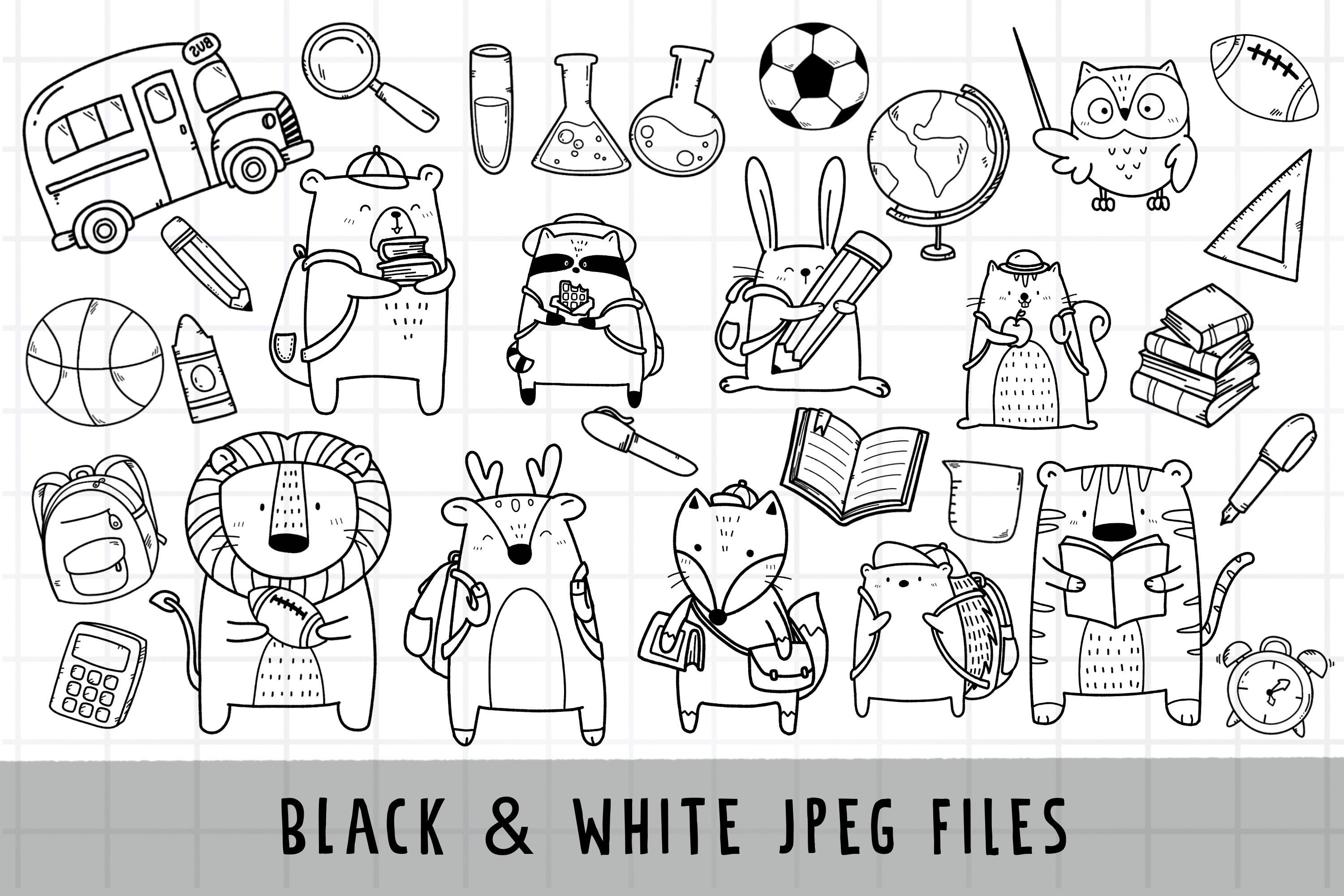 Woodland Animals Back to School Clipart, Woodland School Clipart ...