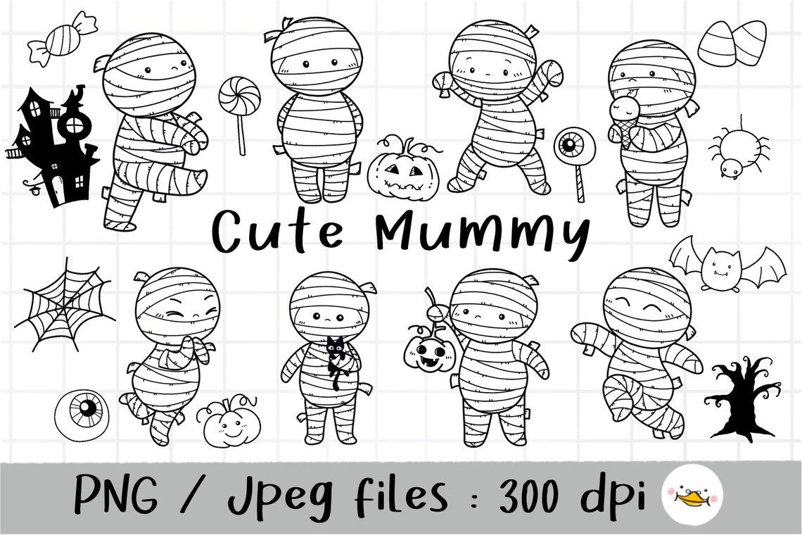 Cute Mummy Clipart, Cute Halloween Clipart, Ghost Clipart, Pumpkin PNG ...
