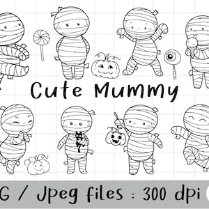 Cute Mummy Clipart, Cute Halloween Clipart, Ghost Clipart, Pumpkin PNG ...