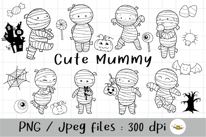 Cute Mummy Clipart, Cute Halloween Clipart, Ghost Clipart, Pumpkin PNG ...