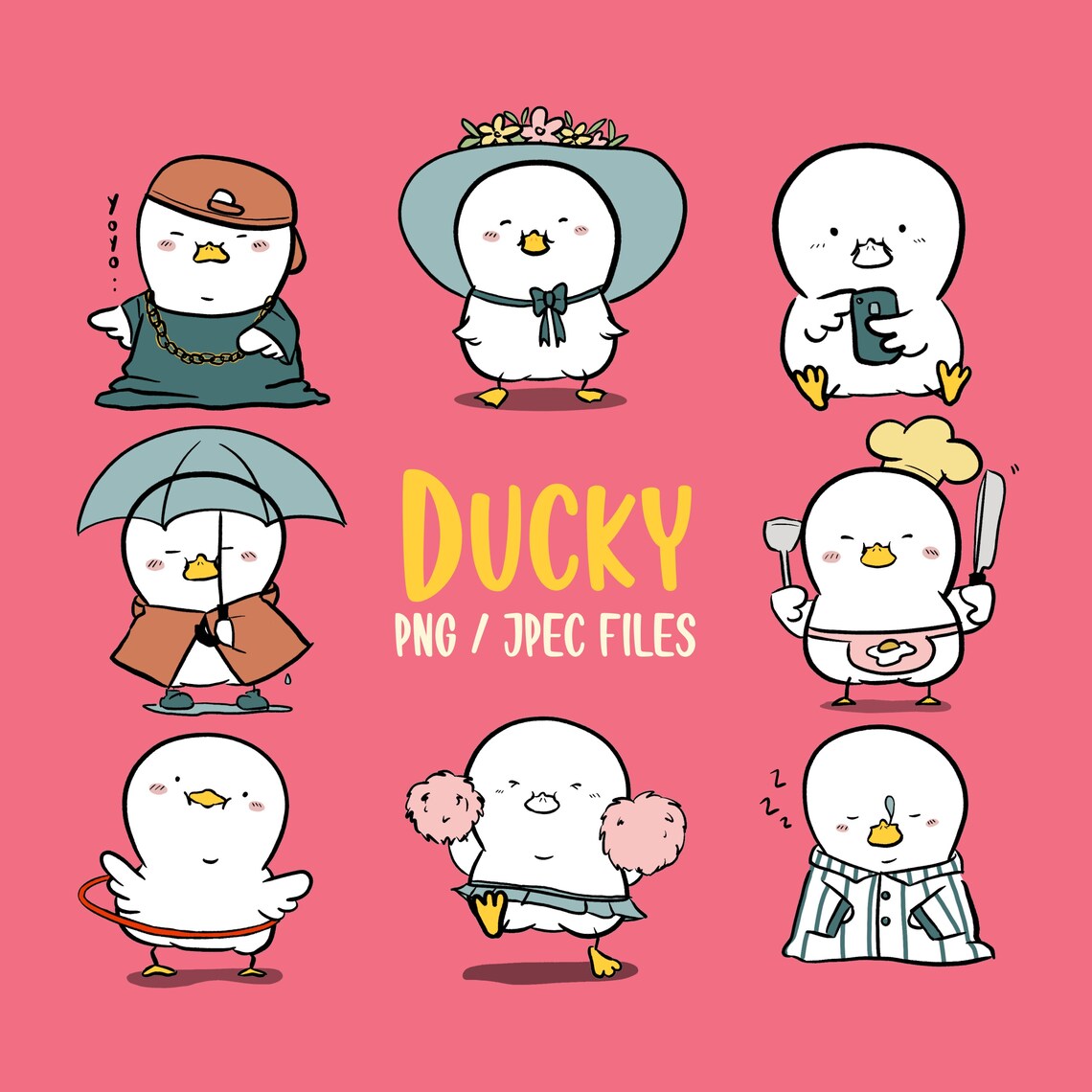 Cute Duck Hand Draw Clipart / Duck Lover/ Lovely Ducky /duckling ...