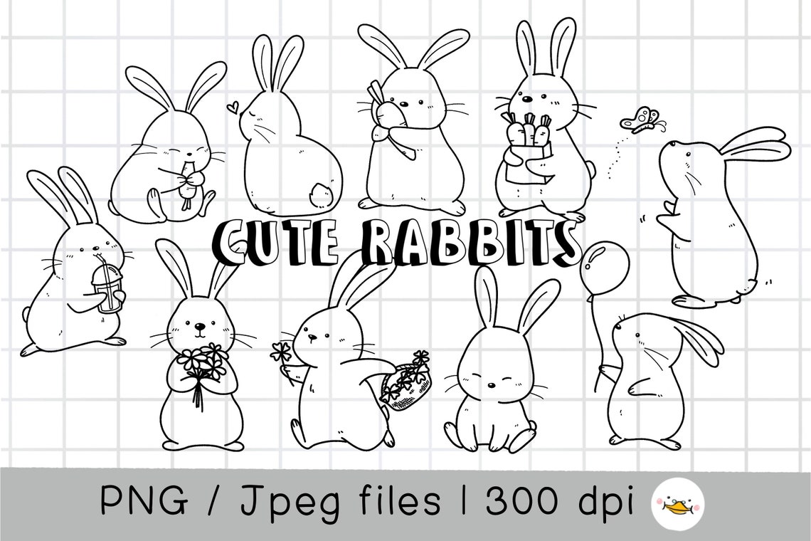 Cute Rabbit Clipart, Woodland Animals Clipart, Wild Cute Animal ...