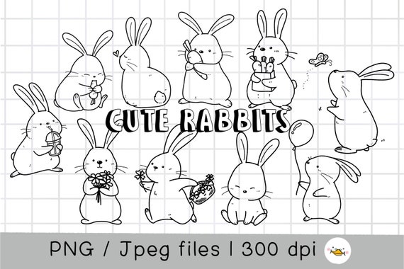 Cute Rabbit Clipart Woodland Animals Clipart Wild Cute | Etsy