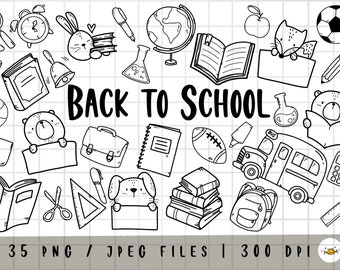 Cute Back to School Clipart Doodle Clip Art Digital Stamp - Etsy