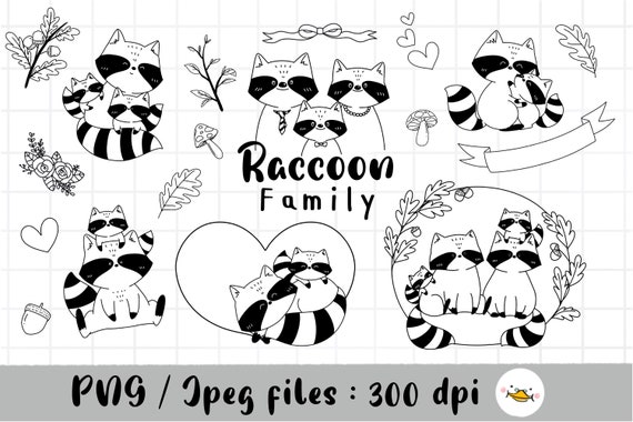Family of Raccoon Clipart Cute Raccoondad & Momwoodland - Etsy