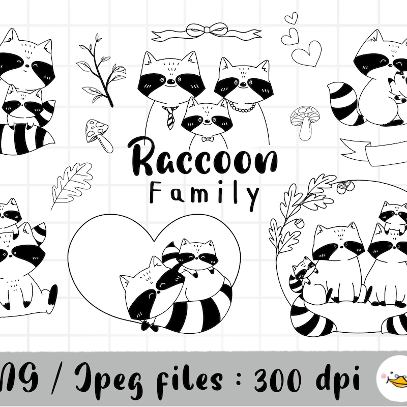 Raccoon Clipart - Etsy