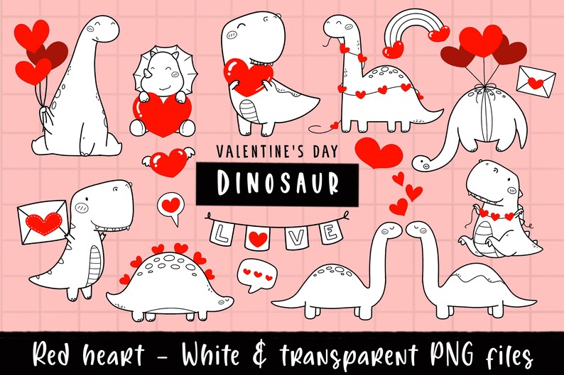 Love Dinosaur Clipart, Valentine's Day Dinosaur, Dinosaur Clipart, Love ...