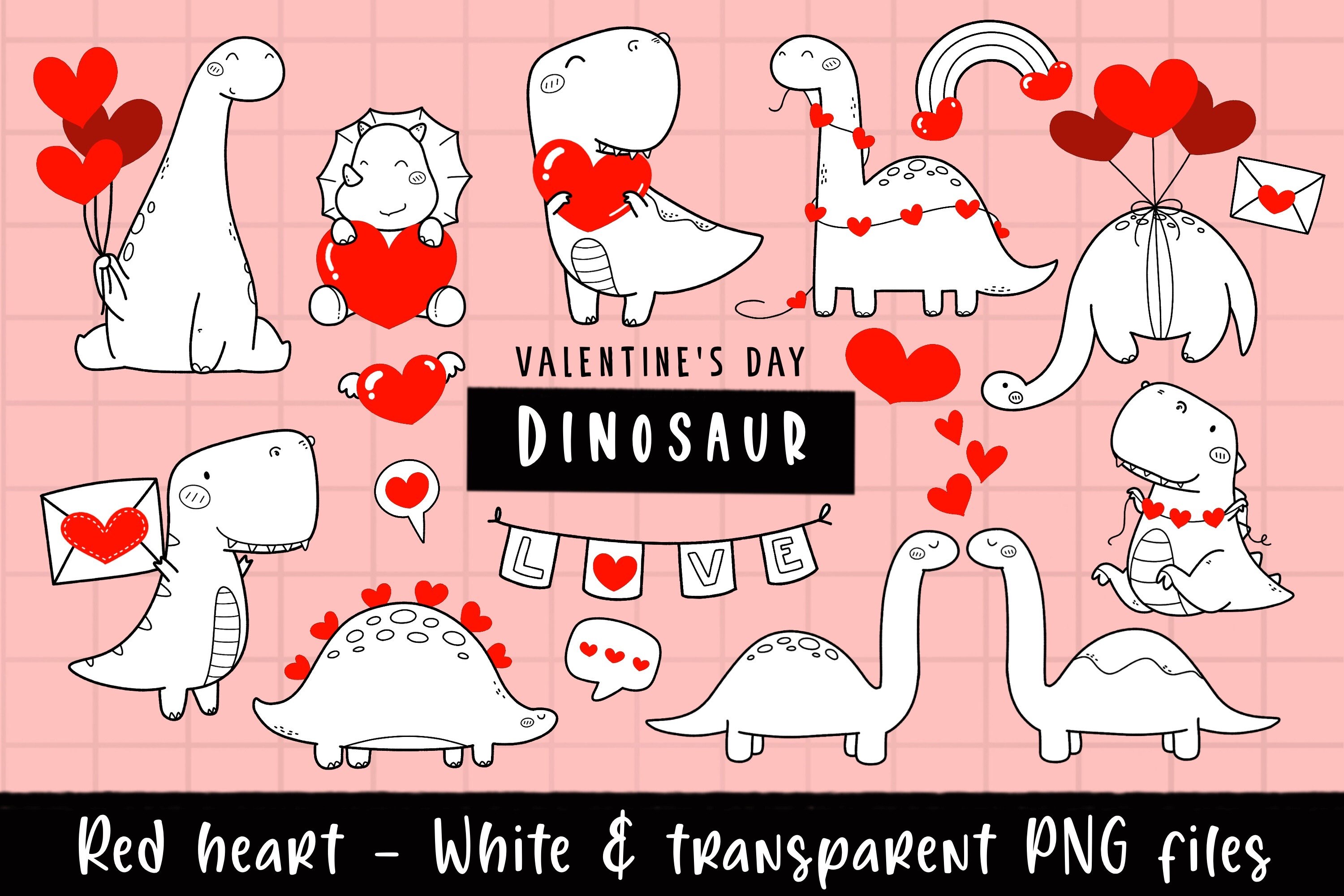 Love Dinosaur Clipart, Valentine's Day Dinosaur, Dinosaur Clipart, Love ...