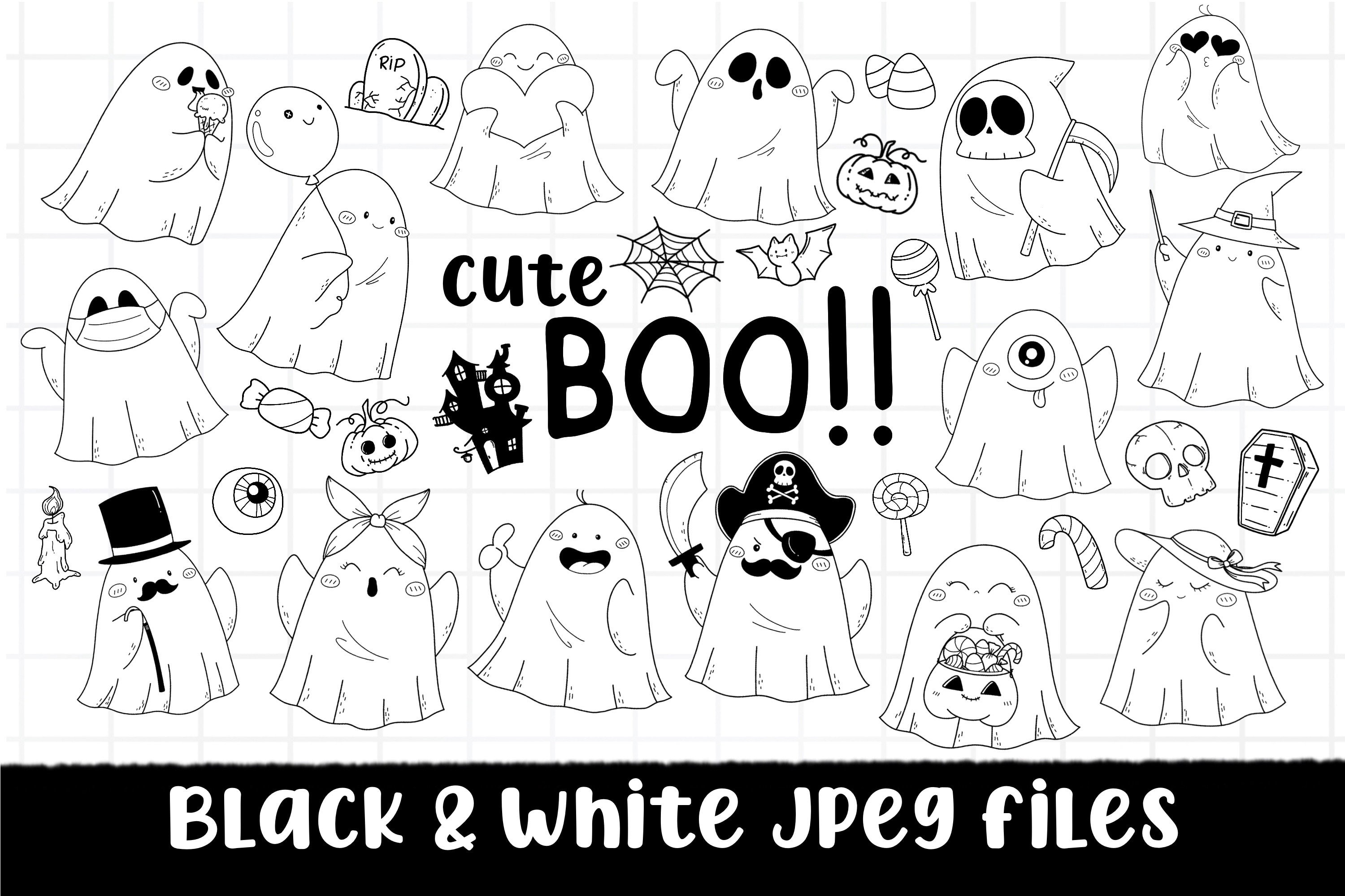 Cute BOO Clipart, Cute Halloween Clipart, Ghost Clipart, Pumpkin PNG ...