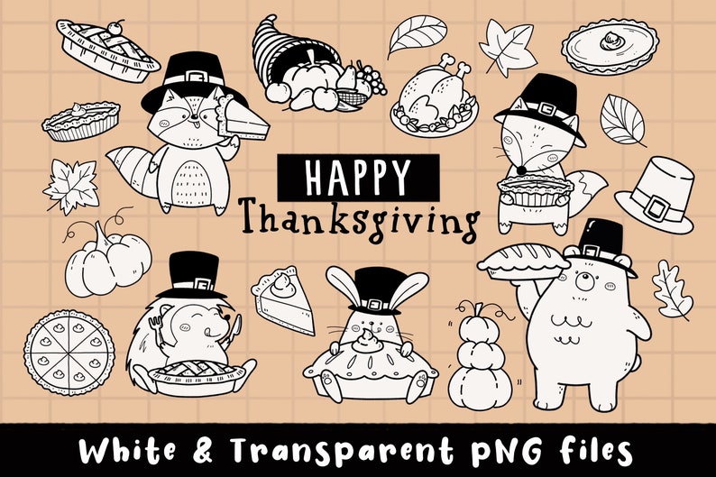 Thanksgiving Clipart, Woodland Animal Autumn Clipart, Turkey PNG ...