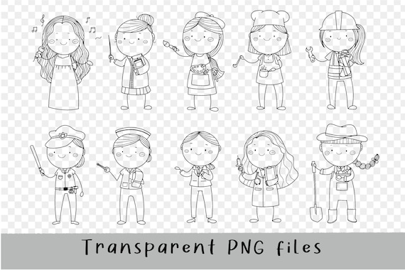 Community Helper Clipart Black And White