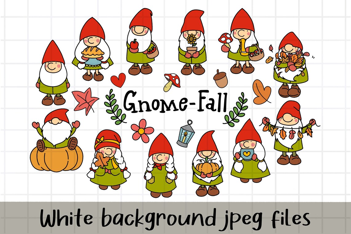 Forest Gnomes Clipart, Gnome Clipart, Gnome Fall PNG, Autumn PNG ...