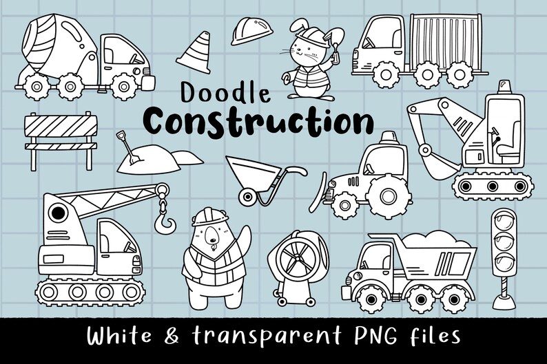 Doodle Construction Clipart, Construction Truck, Constrution Party ...