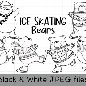 Ice Skating Bear Clipart, Bear in Sweater PNG, Winter is Clipart ...