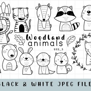 Woodland Animals Clipart, Forest Animal, Wild Cute Animal, Outline ...