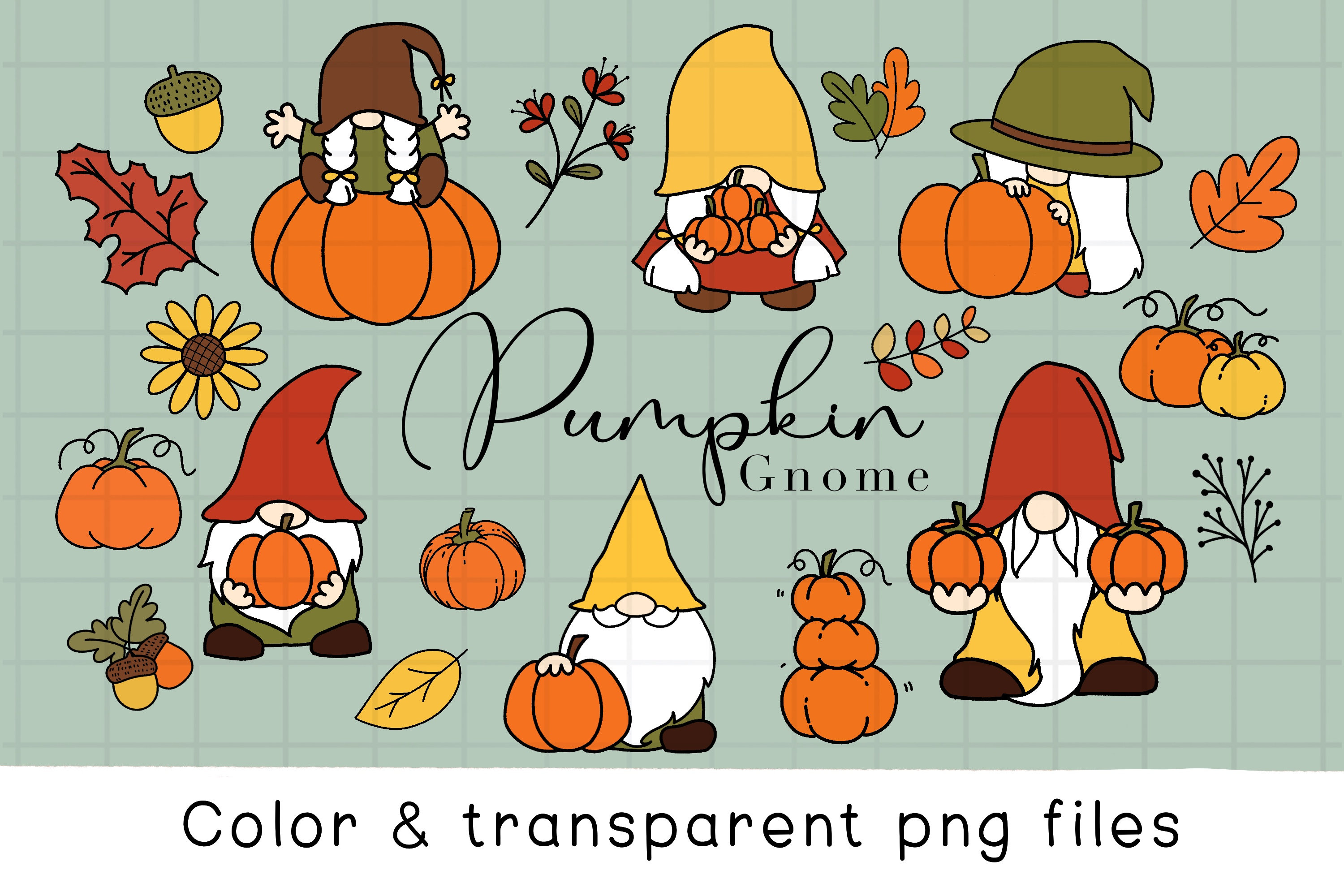 Gnome & Pumpkin Clipart, , Autumn Gnome, Cute Fall Gnome Clipart ...