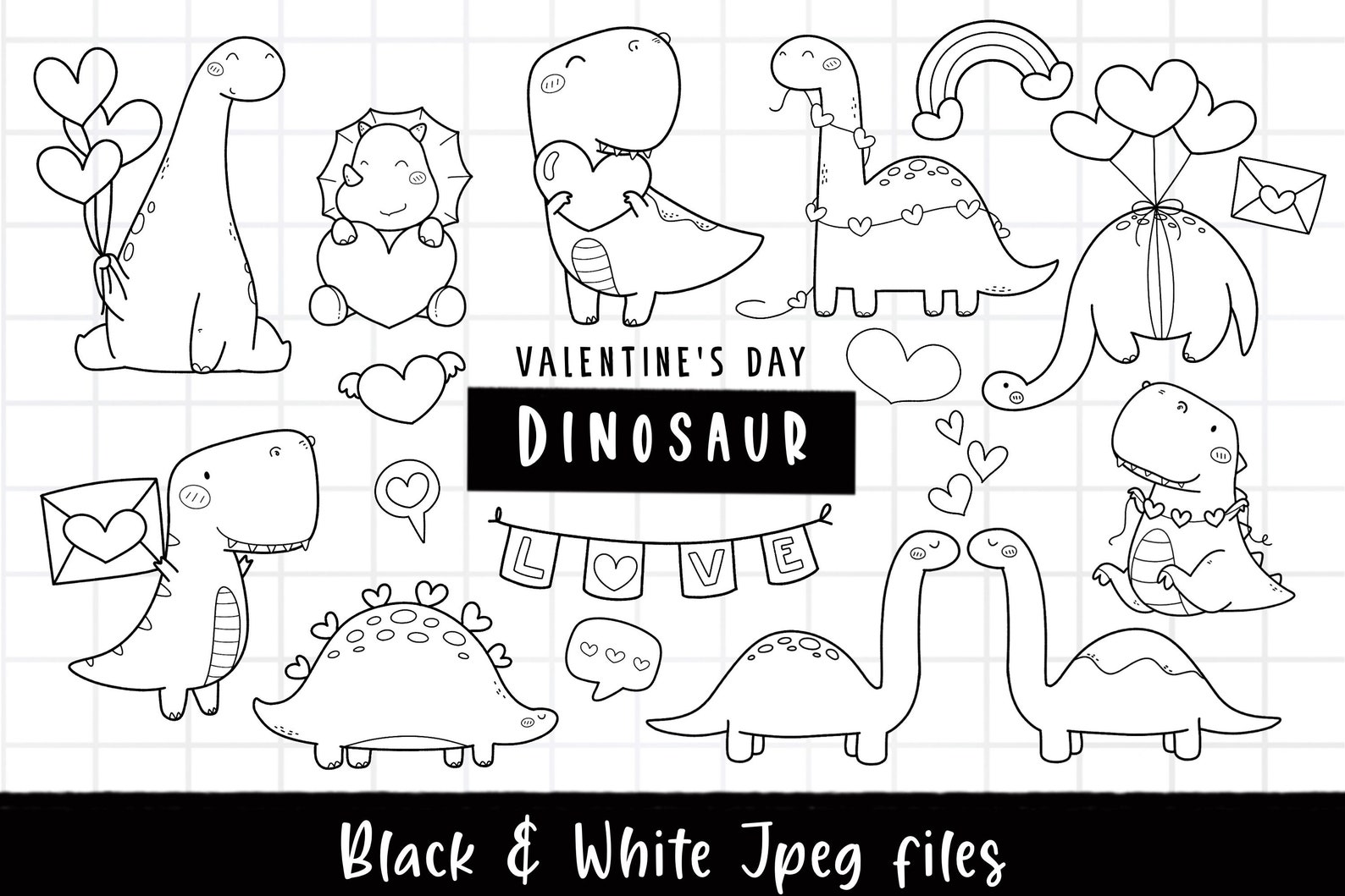 Love Dinosaur Clipart, Valentine's Day Dinosaur, Dinosaur Clipart, Love ...