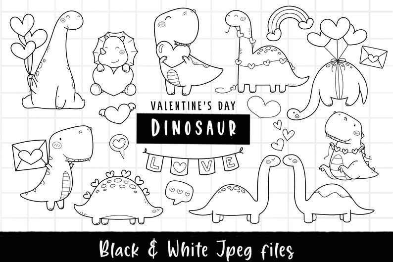 Love Dinosaur Clipart, Valentine's Day Dinosaur, Dinosaur Clipart, Love ...
