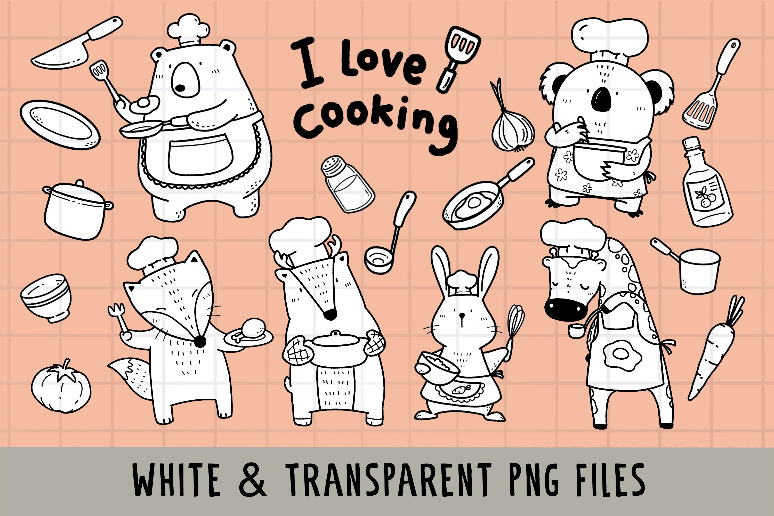 Cooking Woodland Clipart, Animal Chef Clipart, Kitchen Clipart, Chef ...