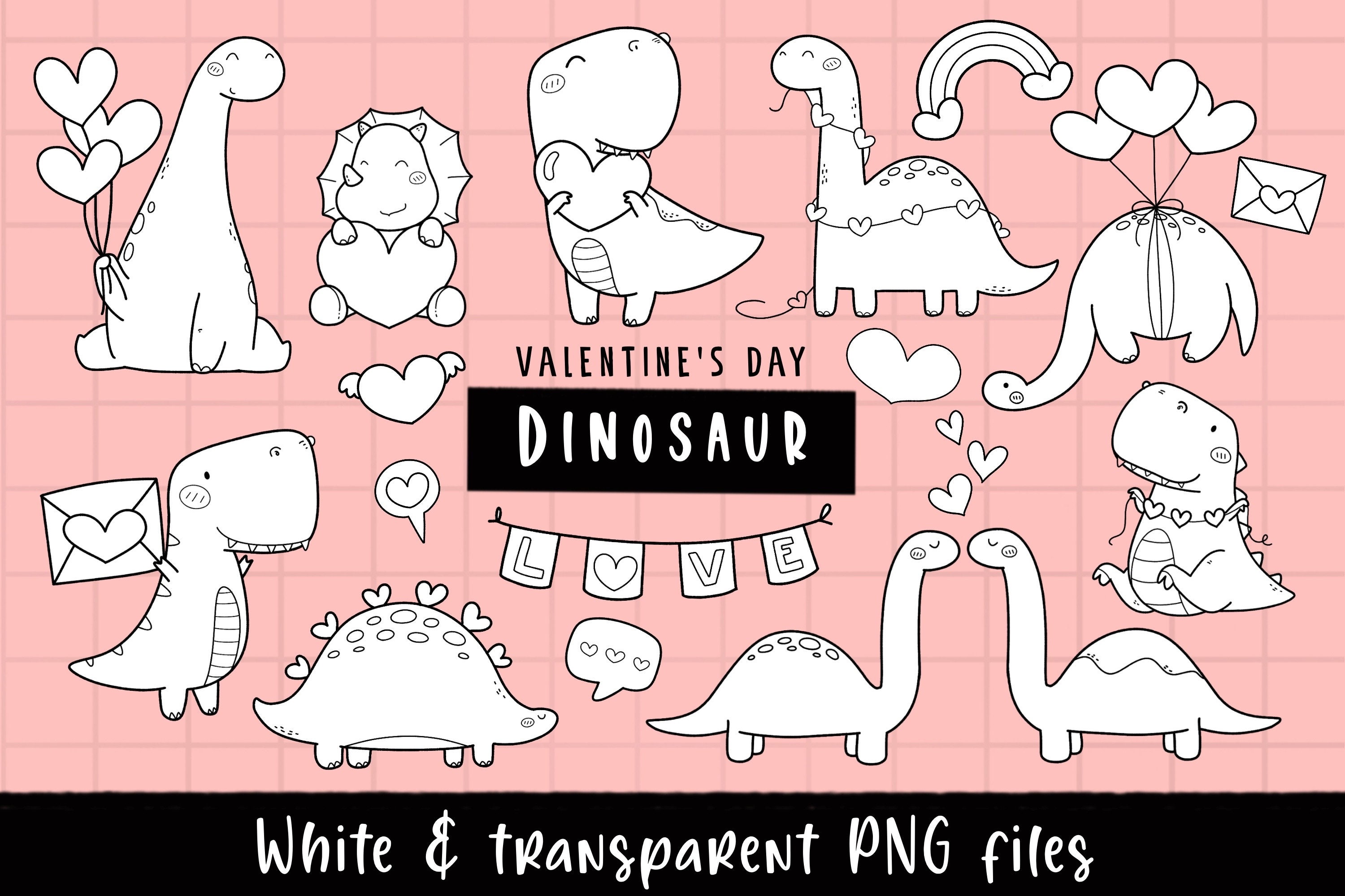 Love Dinosaur Clipart, Valentine's Day Dinosaur, Dinosaur Clipart, Love ...