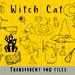 Witch Cat Clipart, Halloween Clipart, Pumpkin Png, Horror Kitty ...