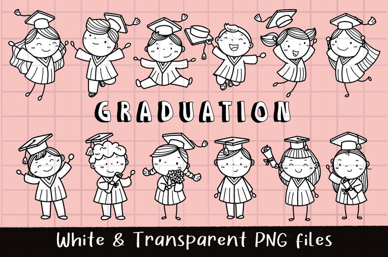 Graduation Doodle Boy and Girl Clipart, Stick Figure Clipart,friend ...