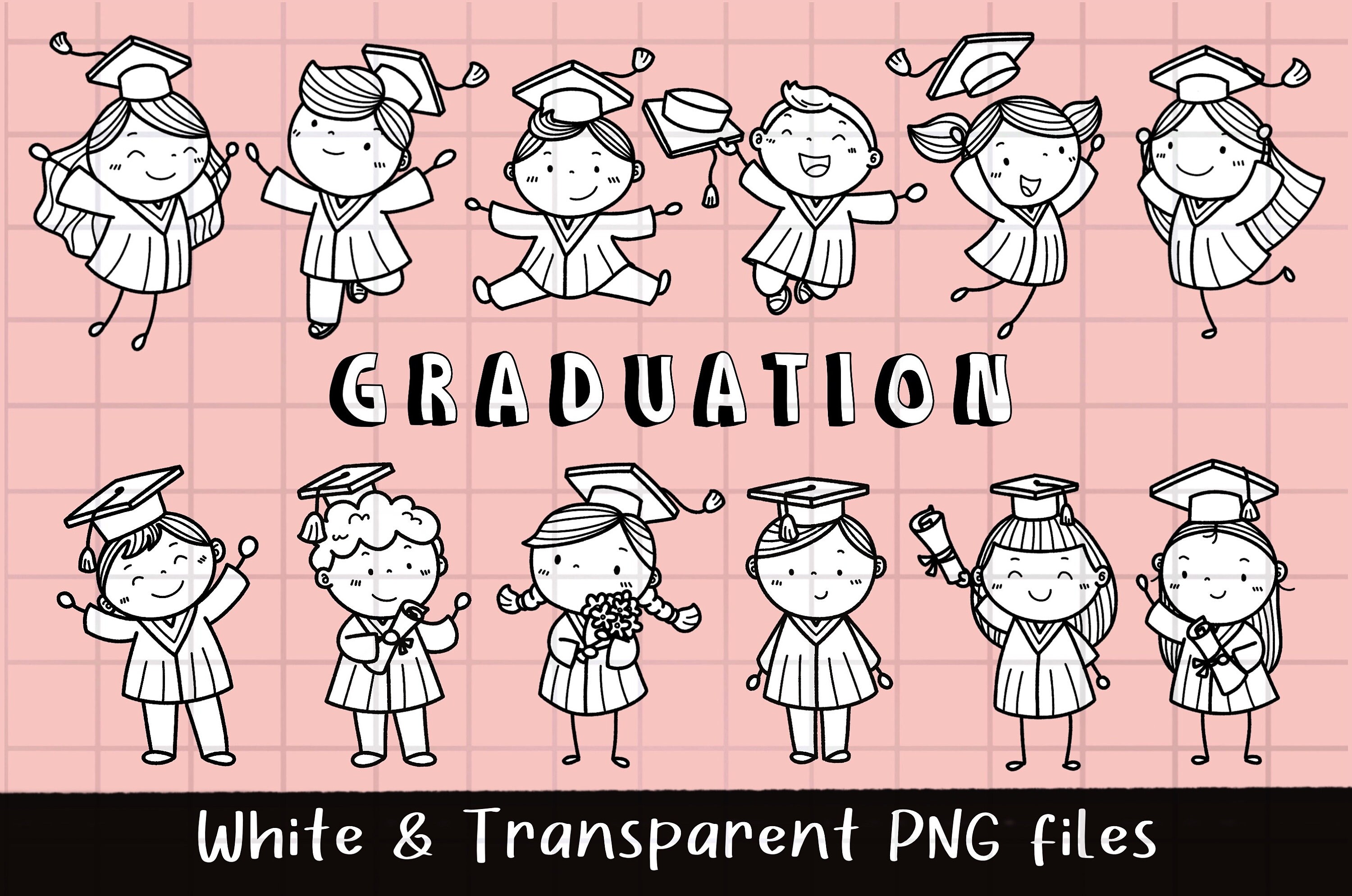 Graduation Doodle Boy and Girl Clipart, Stick Figure Clipart,friend ...