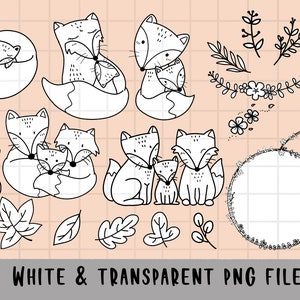 Family of Fox Clipart, Cute Fox, Dad & Mom, Woodland Animal, Outline ...