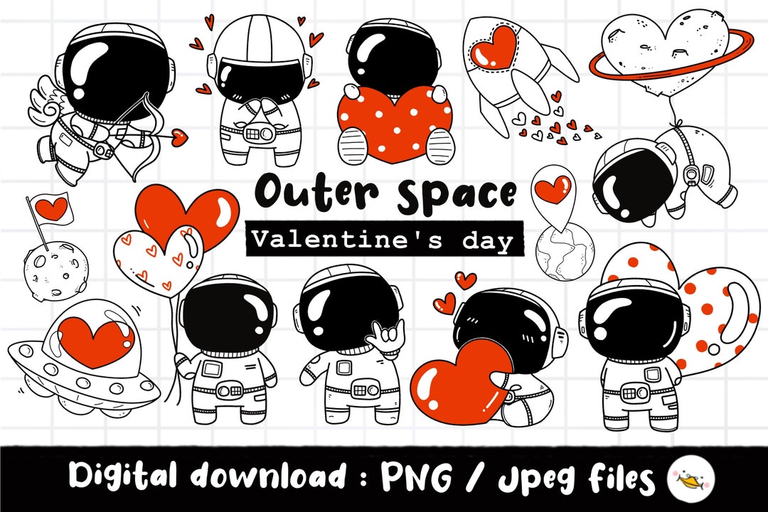 Valentine Outer Space Clipart, Valentine Astronaut, Astronaut in Love ...