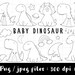 Baby Dinosaur Clipart, Dinosaur Nursery Art, Outline Doodle, PNG ...