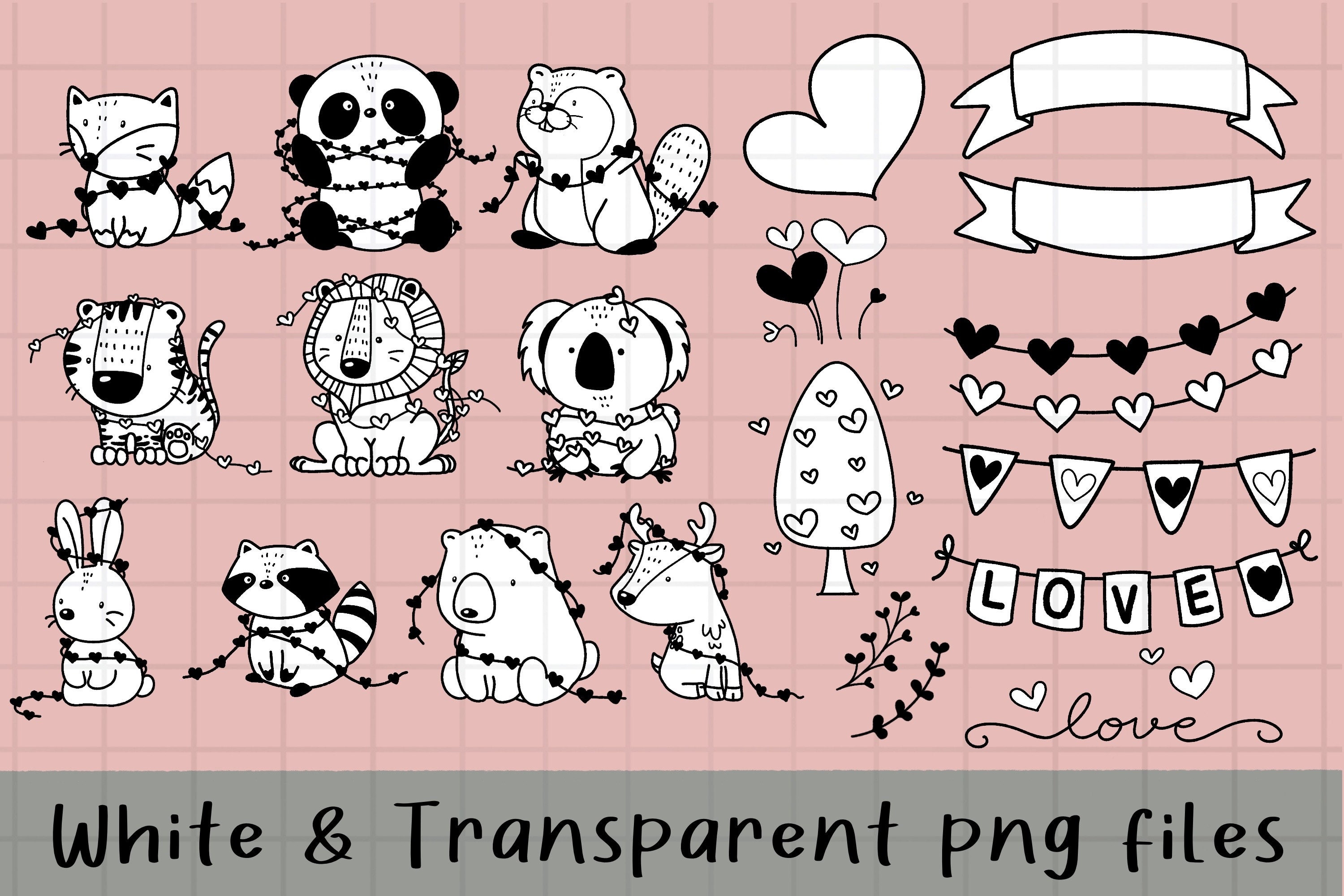 Woodland Animals in Love Clipart, Forest Animal, Wild Cute Animal ...